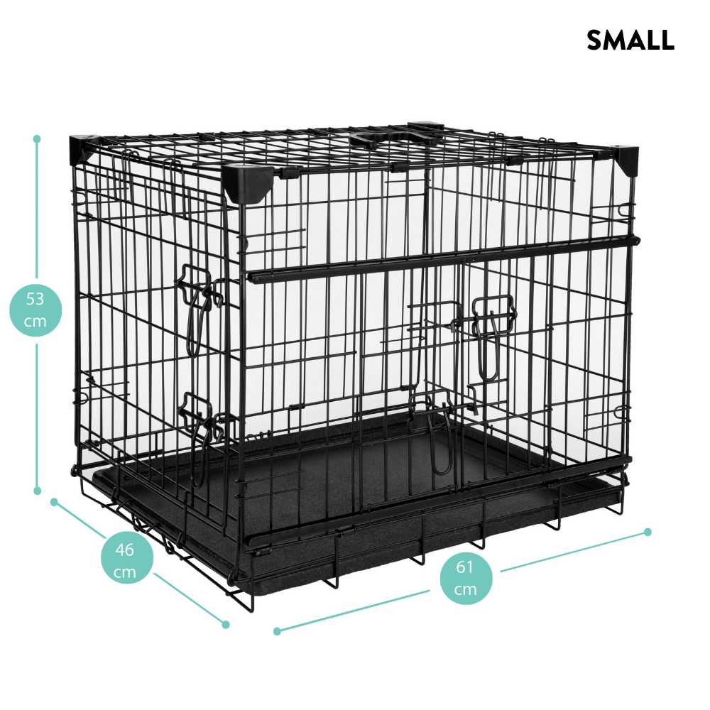 Collapsible Sliding Door Dog Crate | Foldable Black Steel Pet Cage