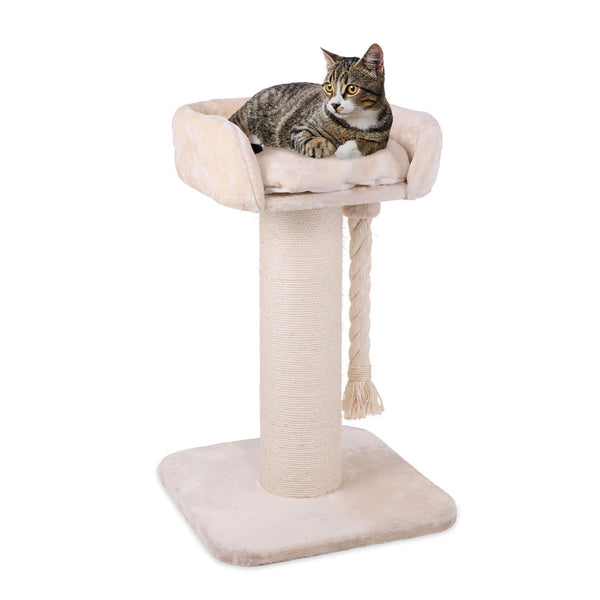 High Bed Scratching Post for Large Cats, Cream