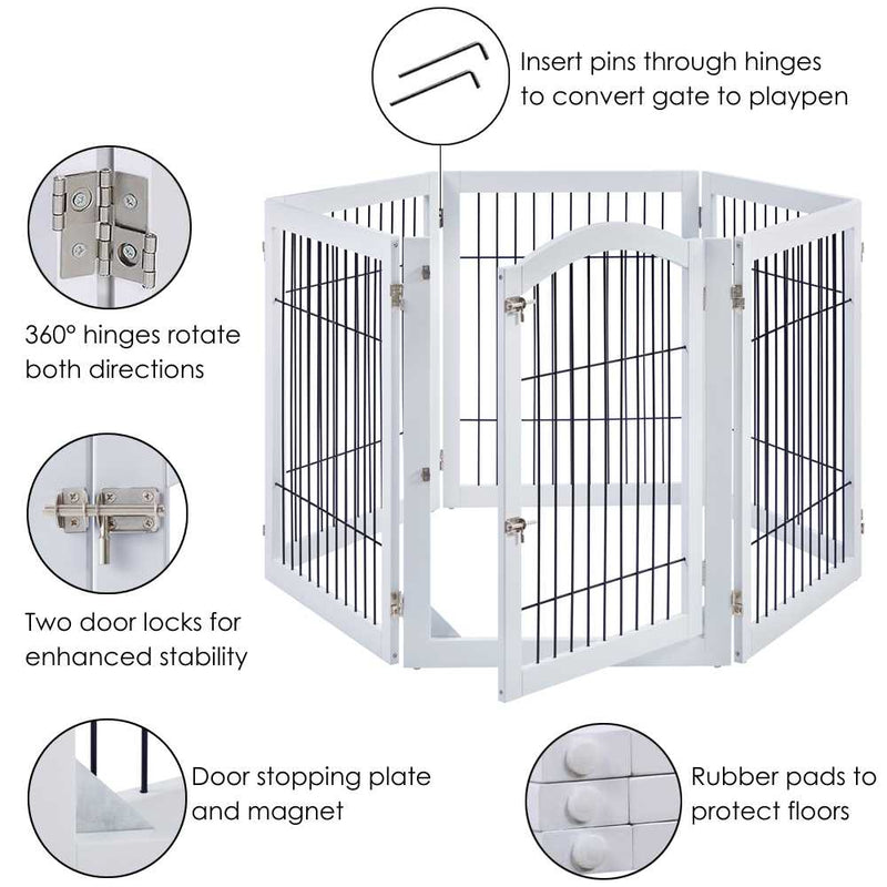 Wooden Dog Pen, Puppy Enclosure & Six Panel Pet Gate