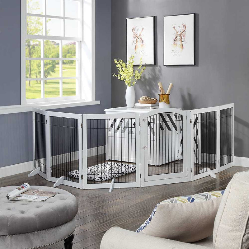 Wooden Dog Pen, Puppy Enclosure & Six Panel Pet Gate