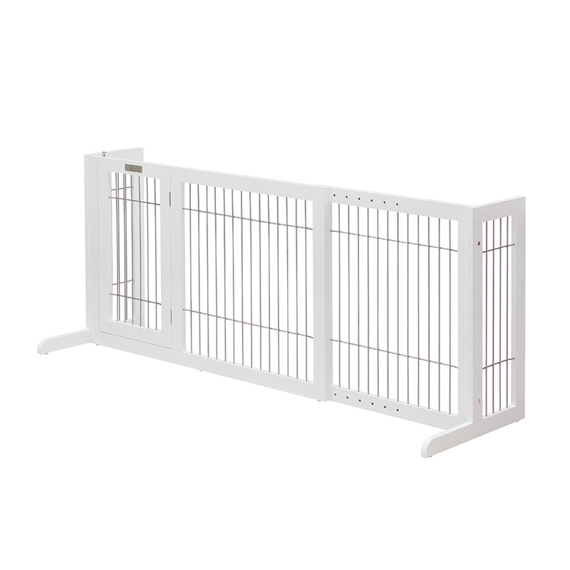 Freestanding Retractable Wooden Dog Barrier with Gate