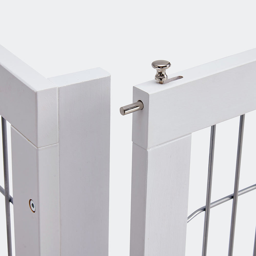 Freestanding Retractable Wooden Dog Barrier with Gate