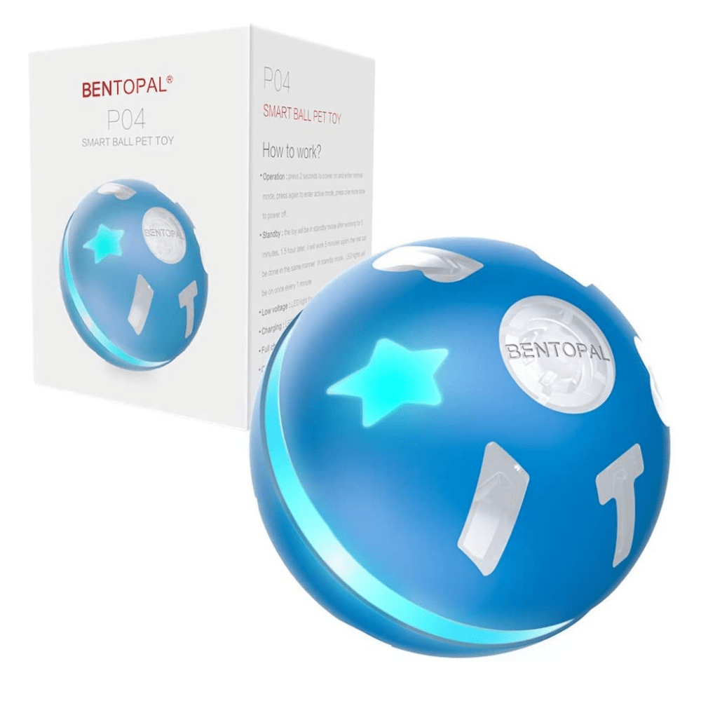 BENTOPAL Colourful LED Self-Rolling Smart Ball for Dogs & Cats, Blue ...
